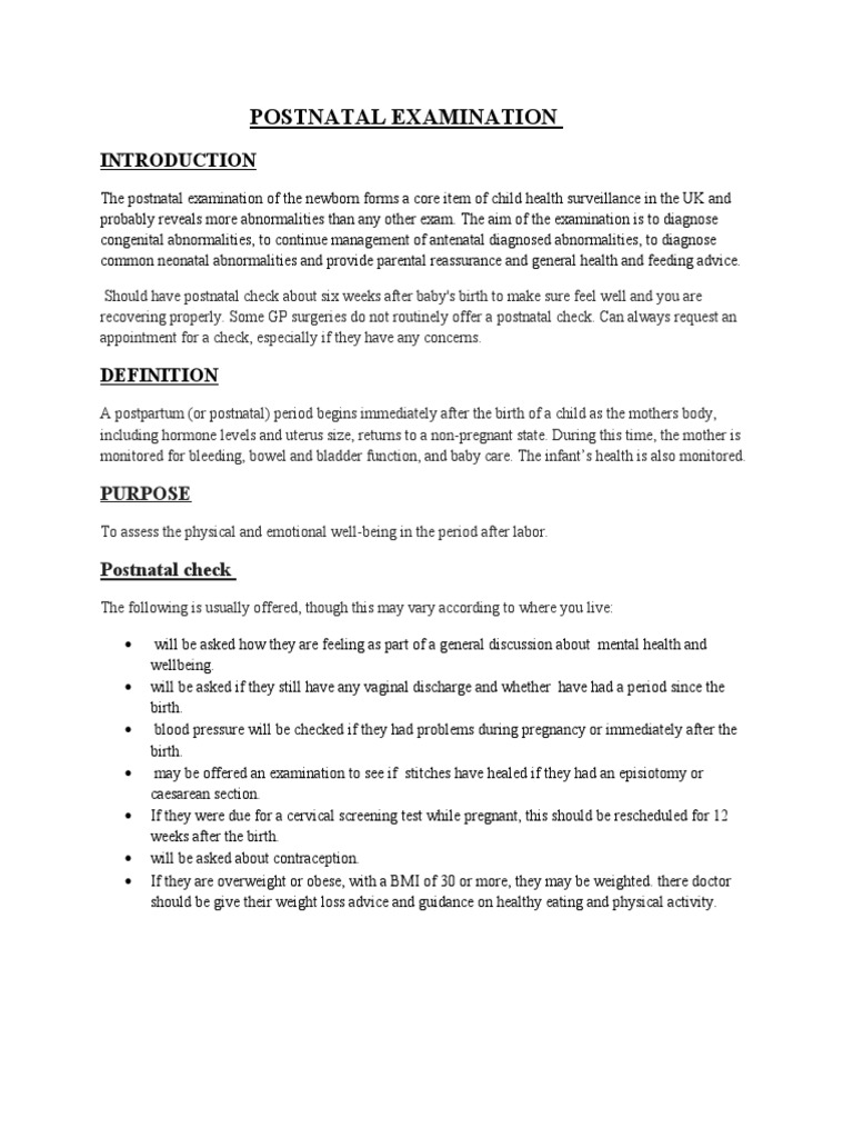 Demonstration POSTNATAL EXAMINATION Easy Way | PDF | Postpartum Period ...