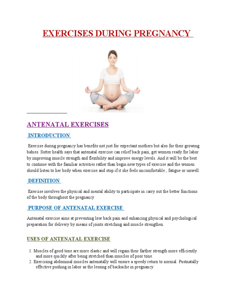 DEMONSTRATION Antenatal EXERCISES DURING PREGNANCY Print | PDF | Pelvis | Abdomen