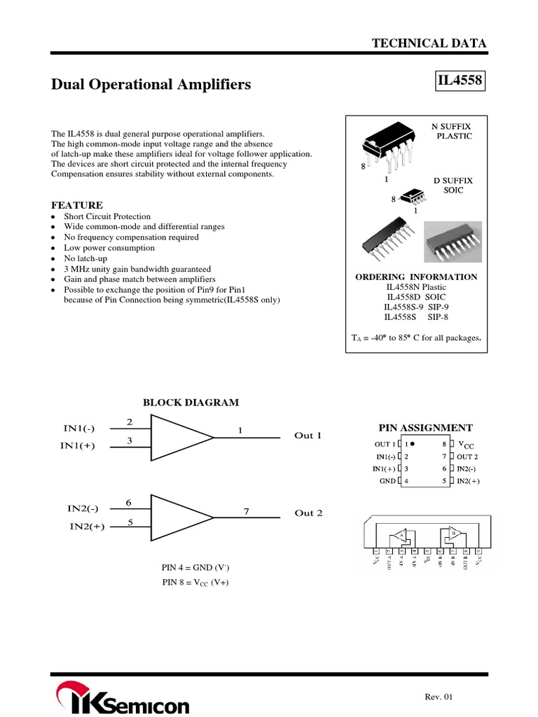 Dual Operational Amplifiers: Feature | PDF | Operational Amplifier ...