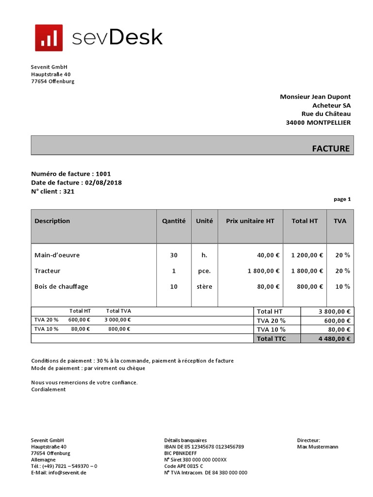 Modele de Facture Word SevDesk | PDF | Facture | Documents commerciaux