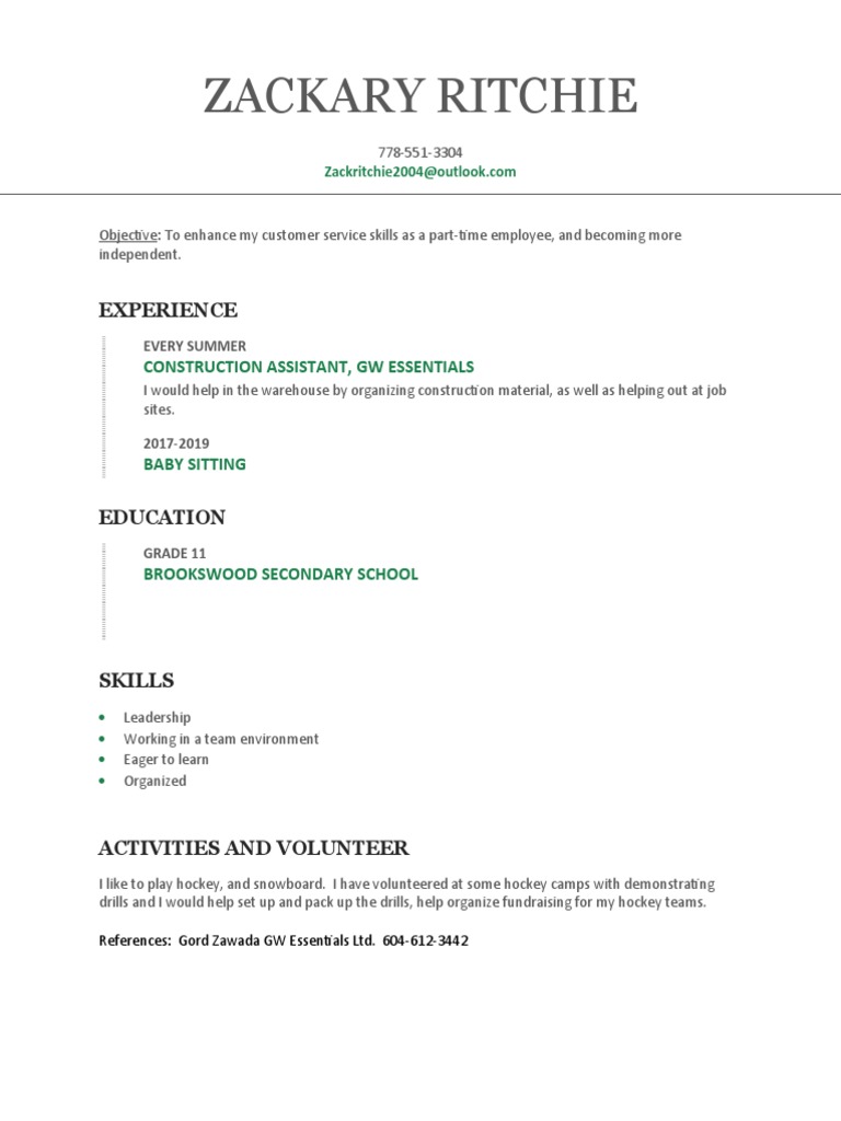 Zackary Ritchie Resume | PDF