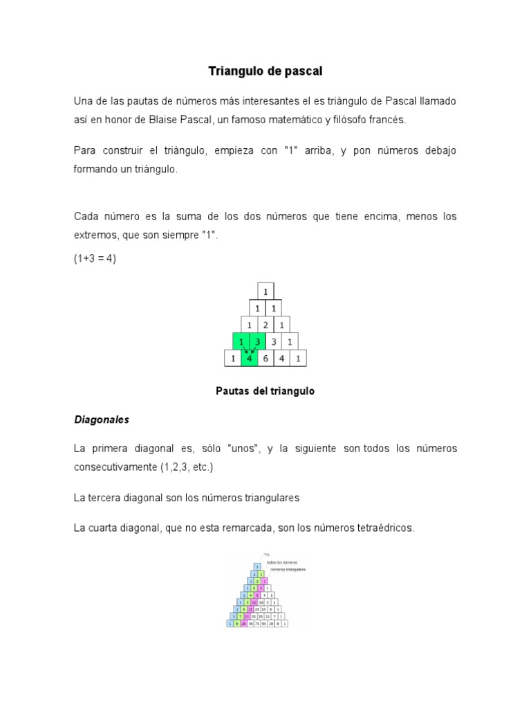 Triangulo de Pascal | PDF | Triángulo | Números