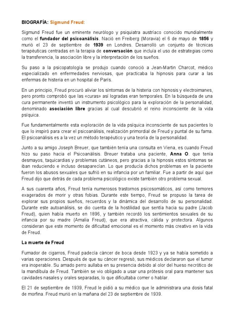 Biografía de Freud y Watson | PDF | Sigmund Freud | Psicoanálisis