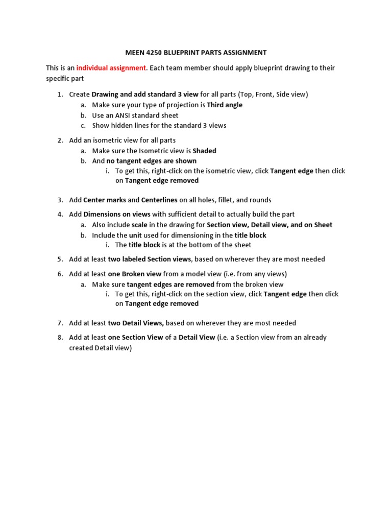 Blueprint Parts Assignment - Spring 2021 | PDF