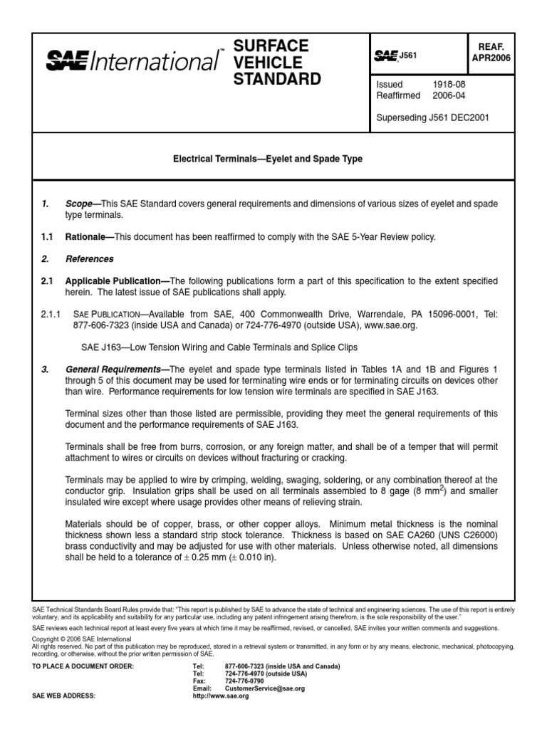 Sae J561 - 11-2010 - Ens | PDF | Electrical Connector | Manufactured Goods