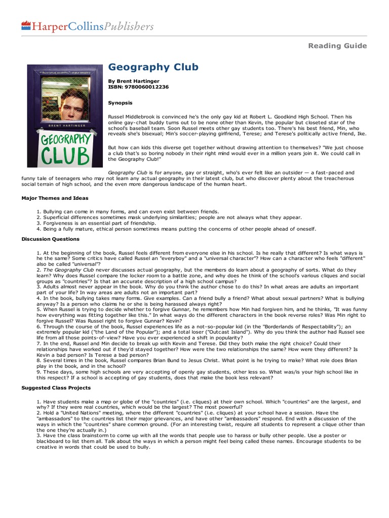 Geography Club: Reading Guide | PDF