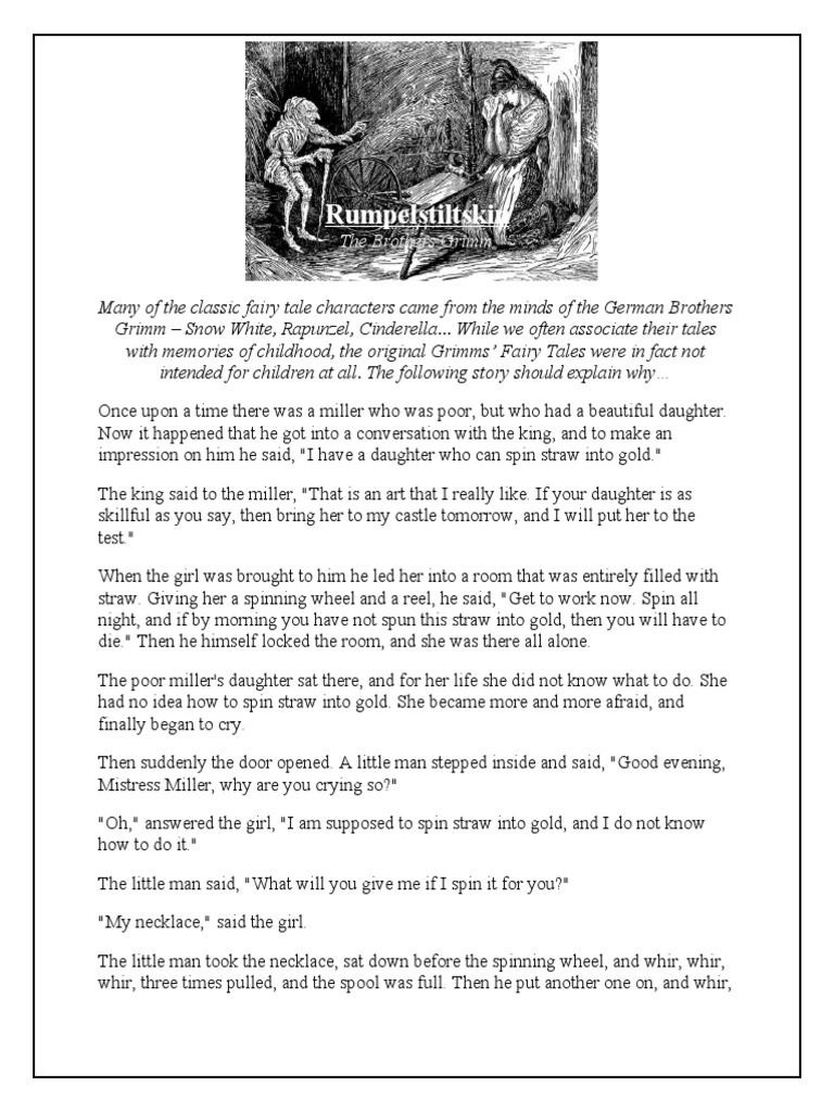 Brothers Grimm Rumpelstiltskin | PDF | Brothers Grimm