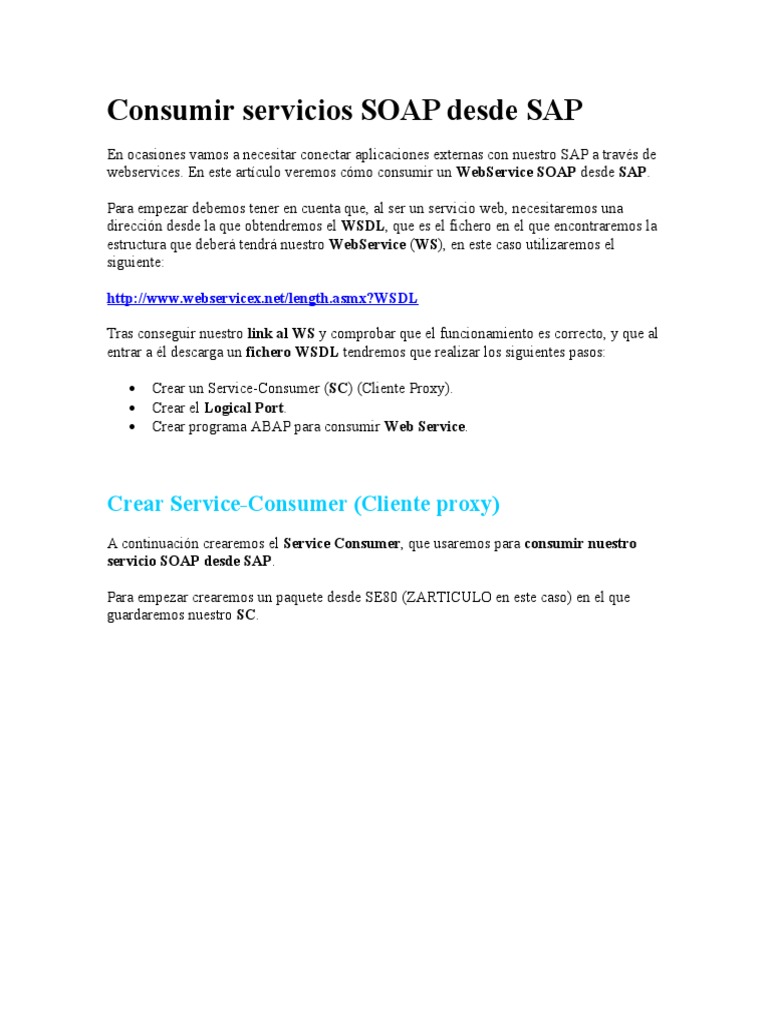 Consumir Web Services SOAP en SAP | PDF | Ingeniería Informática ...