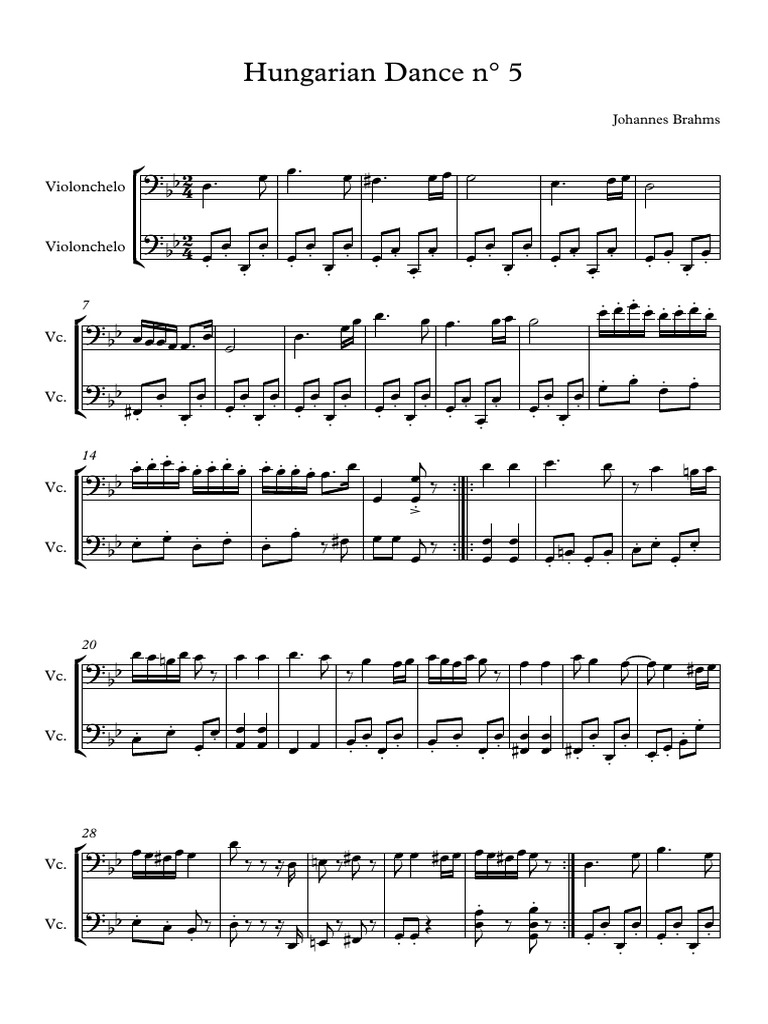 Hungarian Dance N° 5 - Partitura Completa | PDF