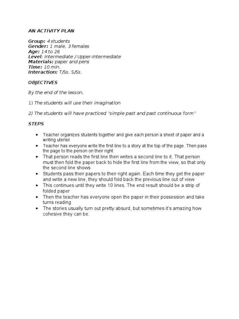 Creative Storytelling Activity Plan | PDF
