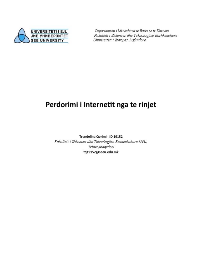 Perdorimi I Internetit Nga Te Rinjet | PDF