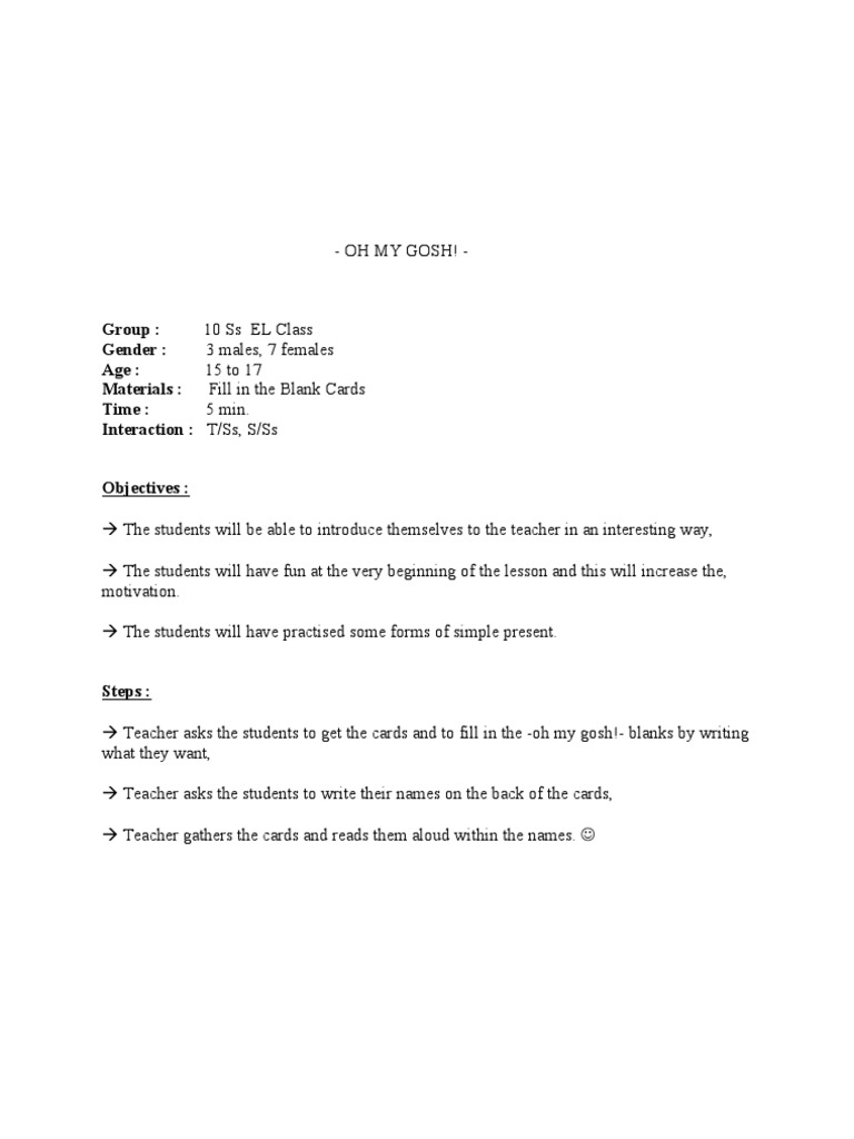 Fun Self-Introduction Activity for Teens | PDF