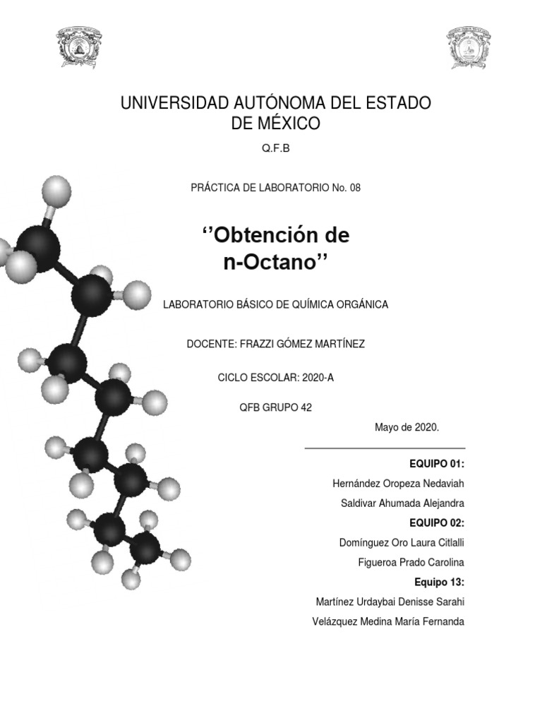 Obtención y propiedades del n-Octano | PDF