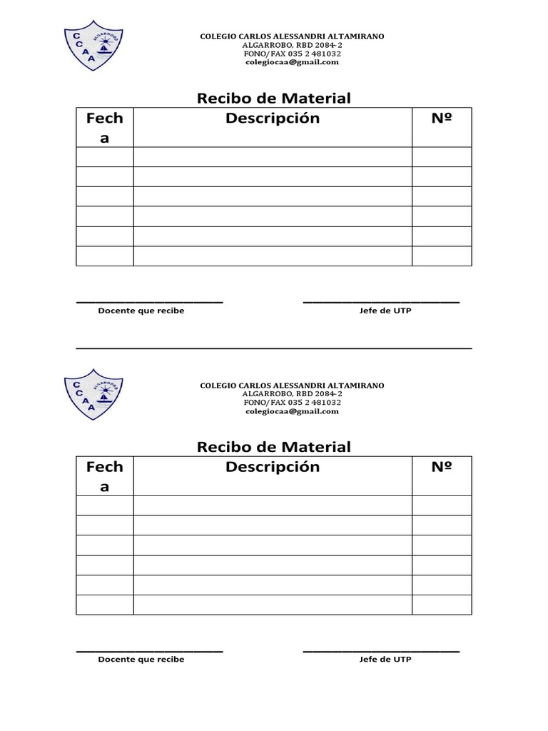 Recibo de Material | PDF