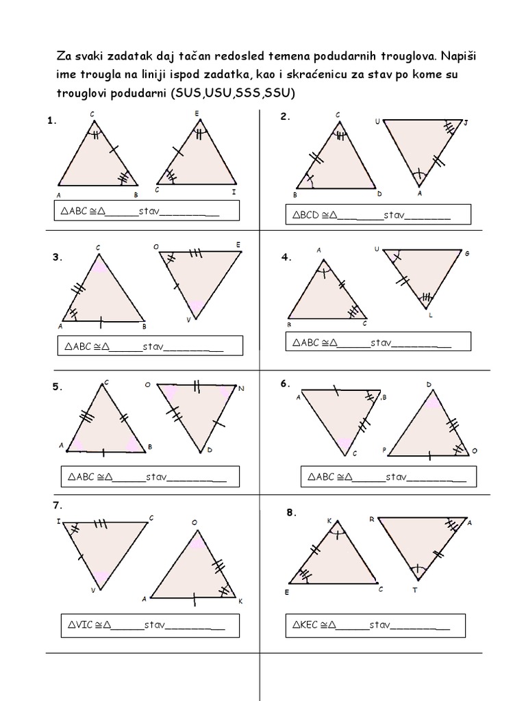 6razr Brojcana Ukrstenica Podudarnost Trouglova | PDF