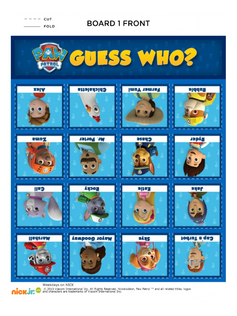PAW Patrol Guess Who Game - Nick JR | PDF