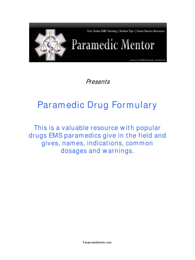 Paramedic Drugs In EMS | Intravenous Therapy | Cardiovascular System