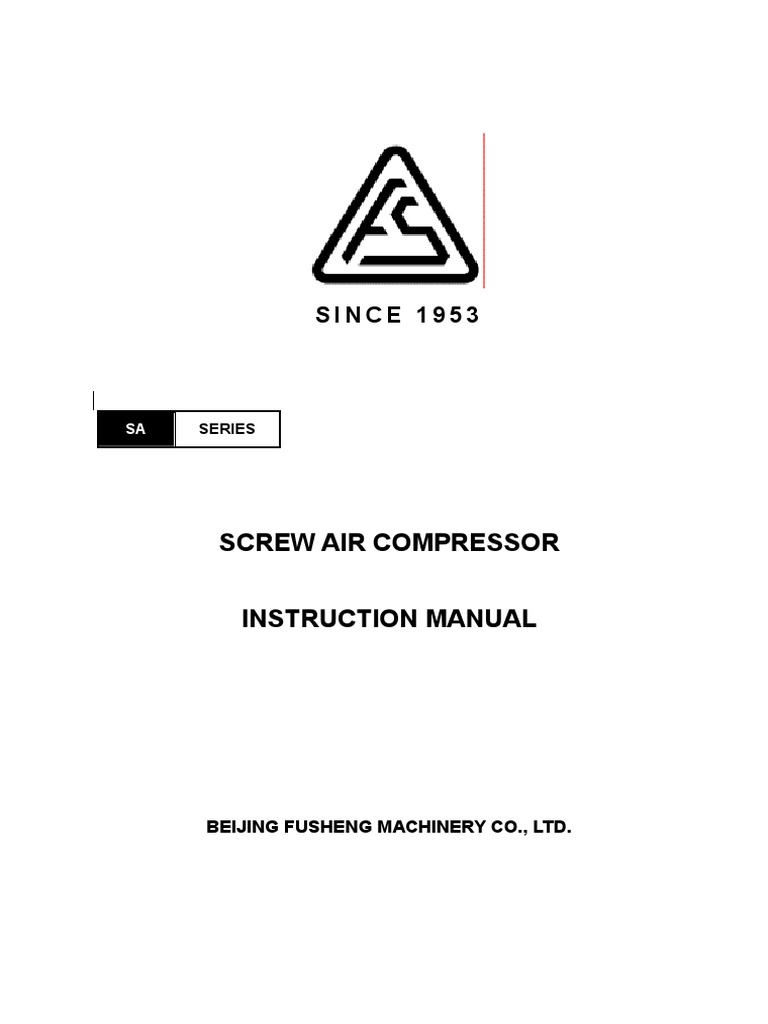 SA110-200WA Screw Air Compressor Instruction Manual | PDF | Valve ...