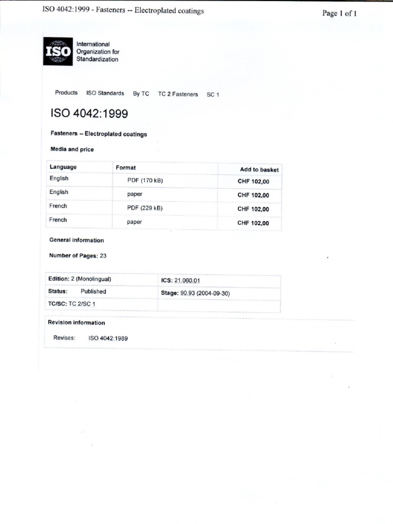 ISO 4042 (1999) (E) - Informative | PDF