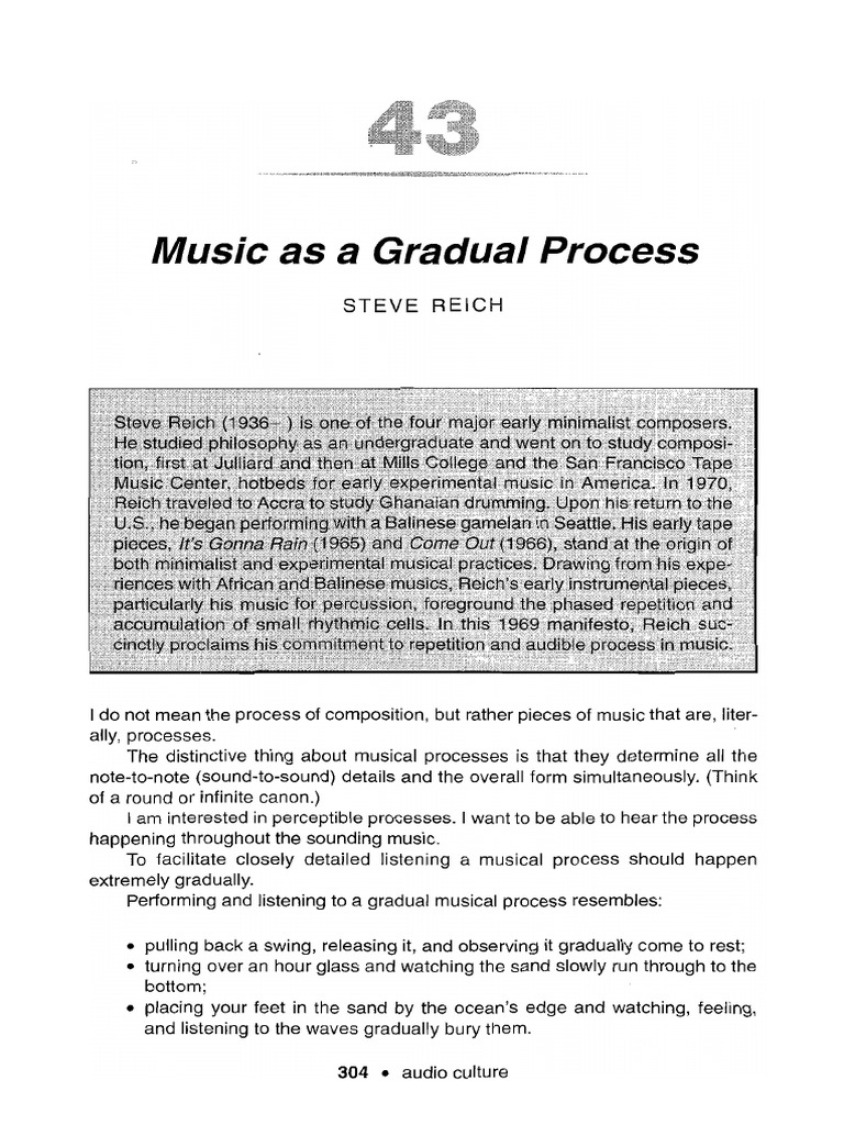 Music As A Gradual Process - Steve Reich | PDF