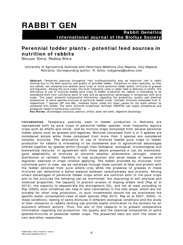 Rabbit Gen: Perennial Fodder Plants - Potential Feed Sources in ...