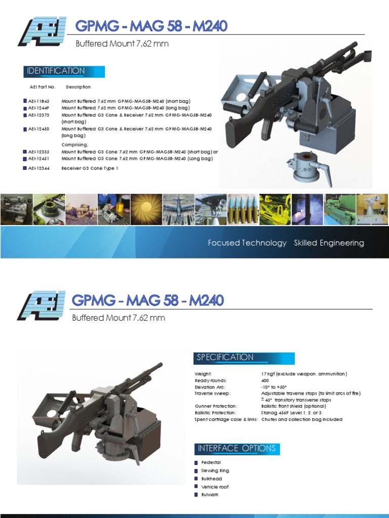 GPMG - MAG 58 - M240: Buffered Mount 7.62 MM | PDF | Ammunition | Hazards