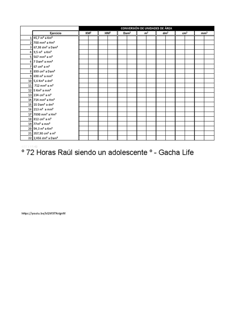 Ejercicios de Conversión de Área | PDF | Unidades de medida | Zona