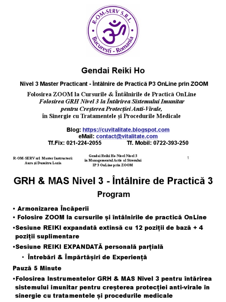 Curs GRH Si MAS Nivel 3 - IP - P3 - Prezentare OnLine Prin ZOOM - V2 | PDF