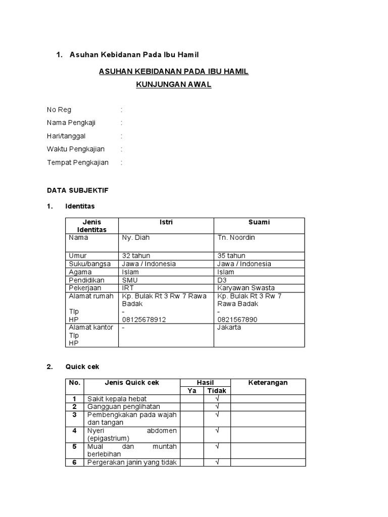 Contoh SOAP Kunjungan Ibu Hamil | PDF