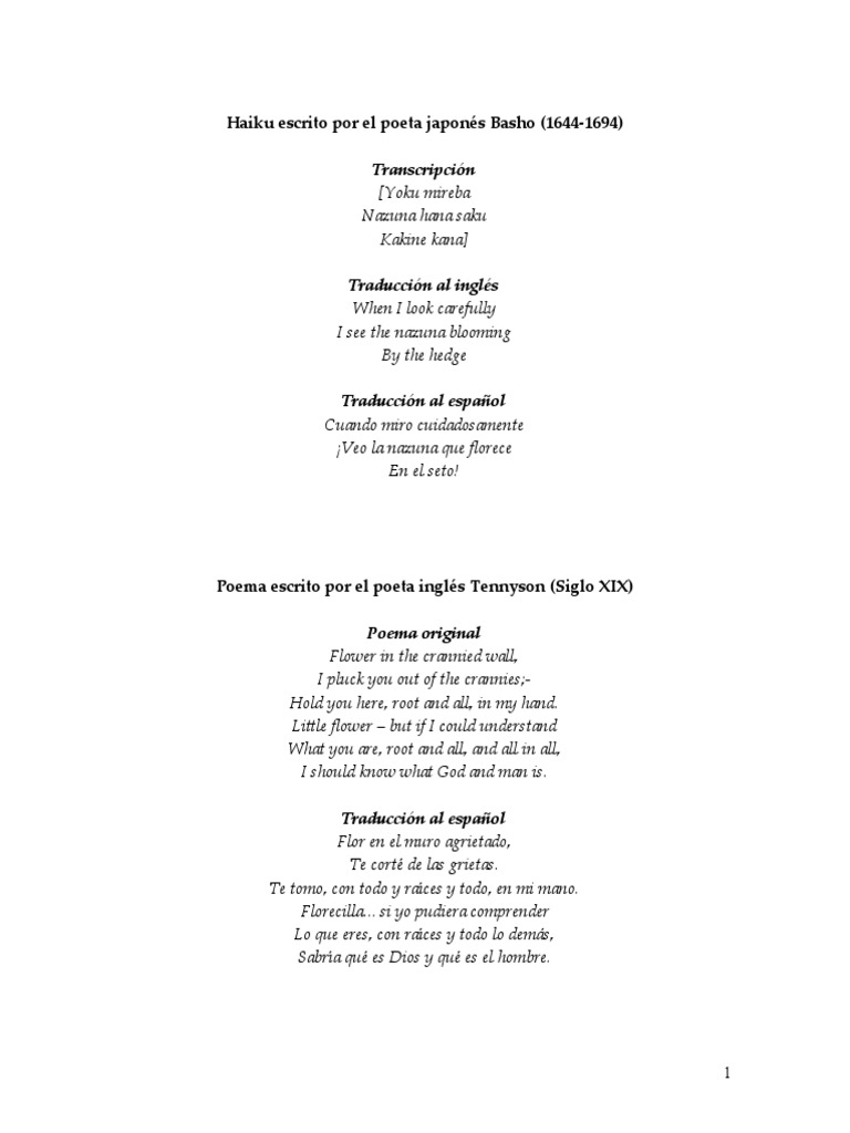 Poemas En Ingles Y Espanol