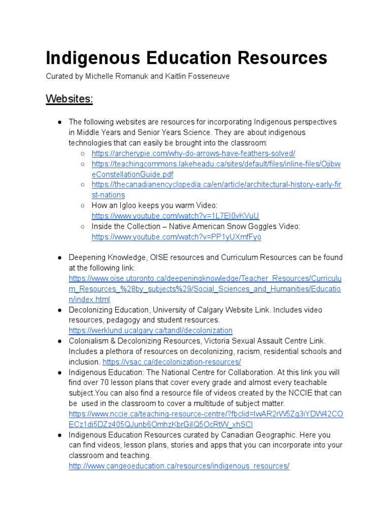 Indigenous Education Resource Guide | PDF | First Nations | Lesson Plan