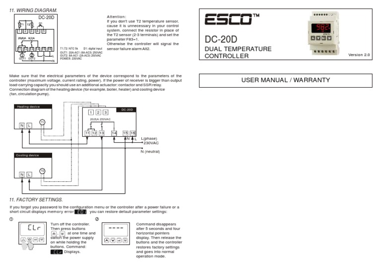 Dual Temperature Controller: 11. Wiring Diagram | PDF | Sensor | Switch