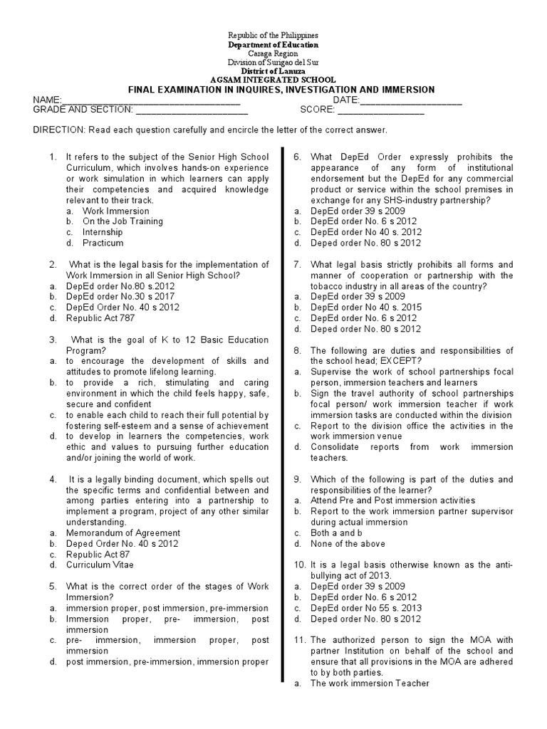 Final Exam 3i's | PDF | Partnership | Teachers