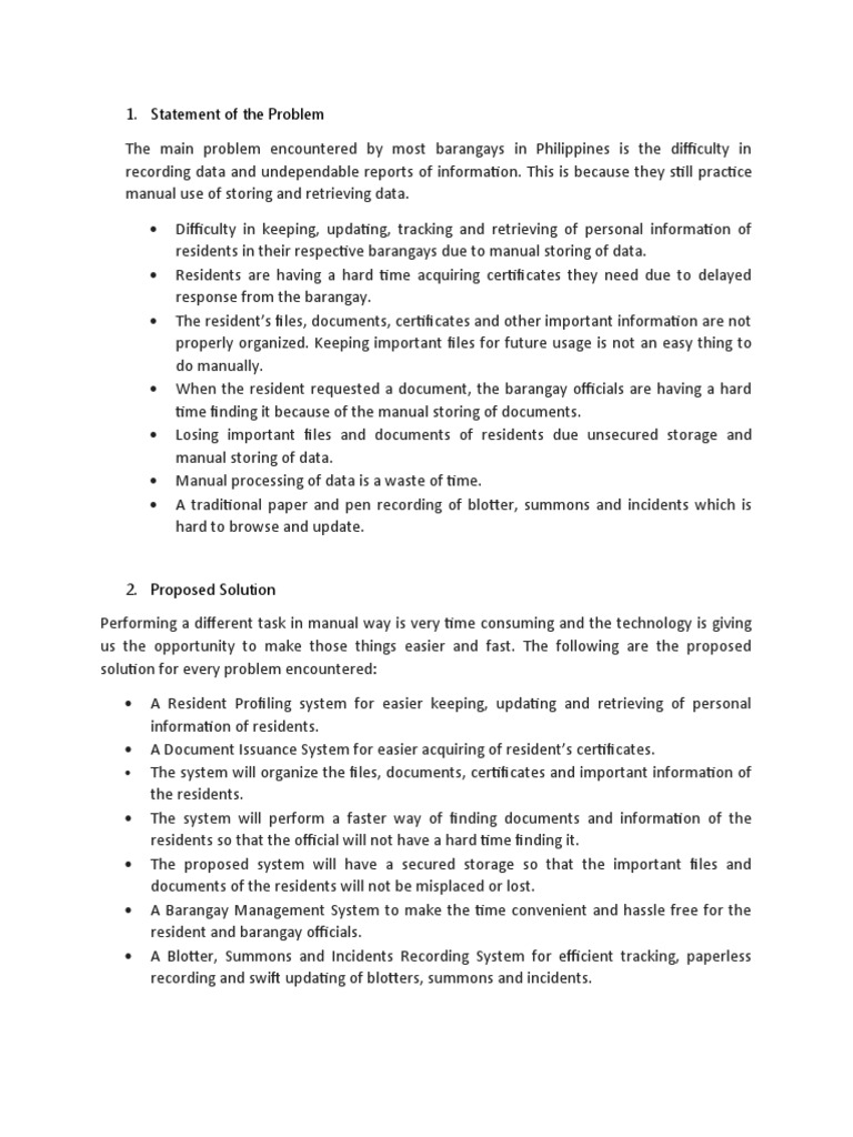 Statement of The Problem | PDF | Databases | Information Science