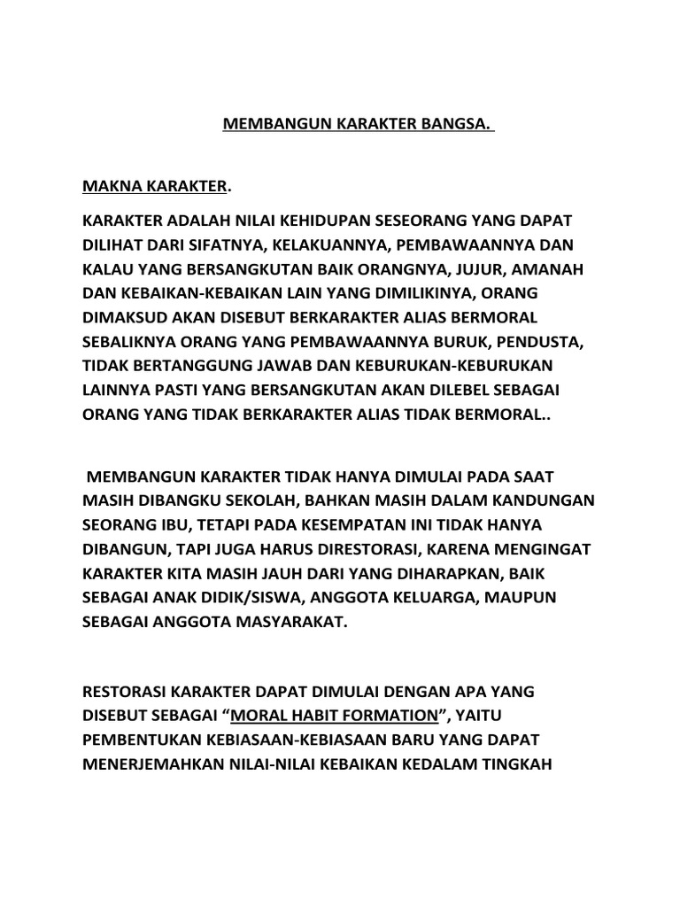 Membangun Karakter Bangsa Indonesia | PDF