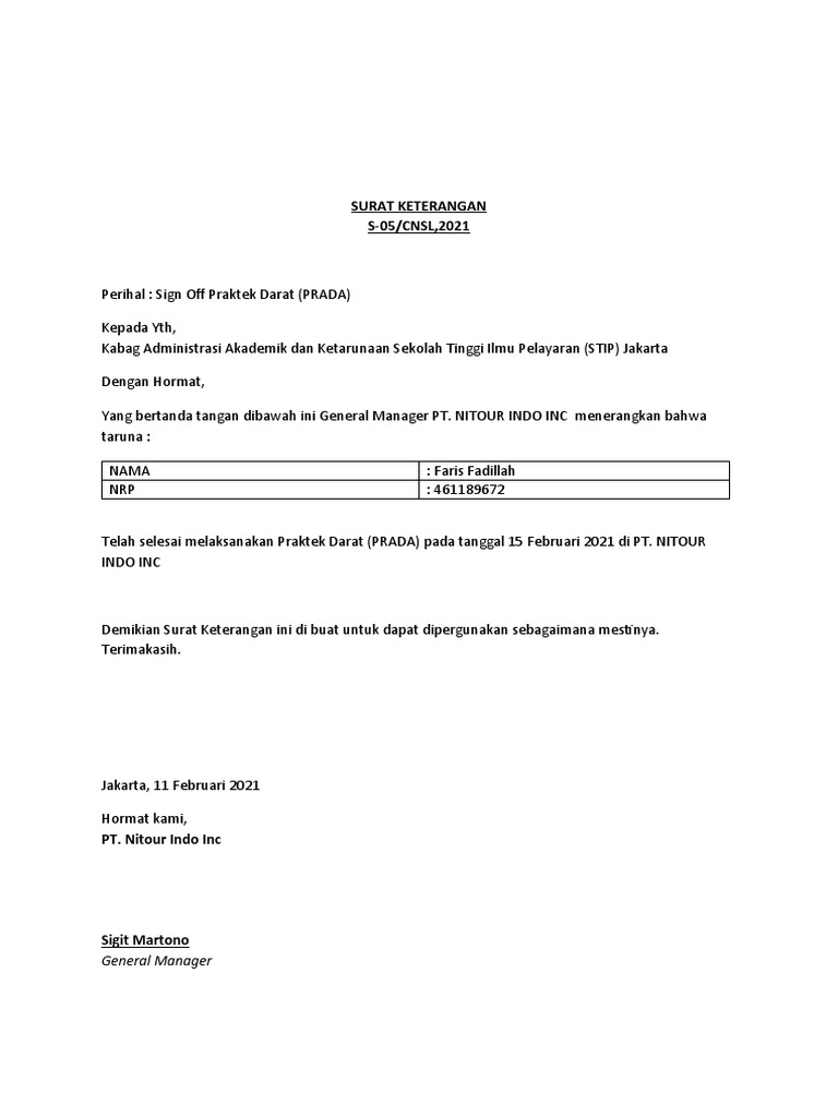 Surat Keterangan | PDF