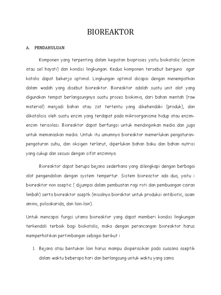 Bioreaktor Sederhana dan Fungsinya | PDF
