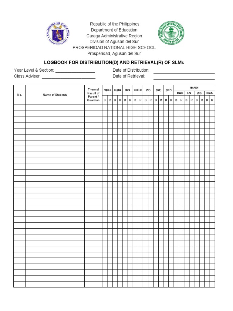 Logbook For Distribution (D) and Retrieval (R) of Slms | PDF