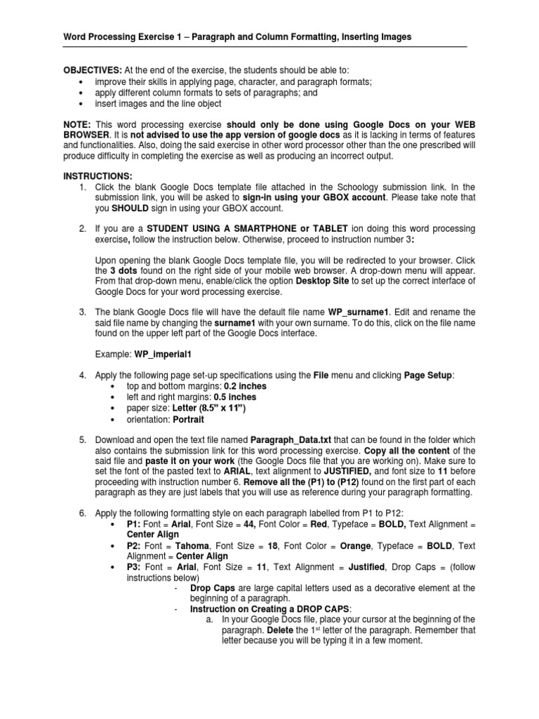 Word Processing Exercise 1 | PDF | Typefaces | Arial Word Processing Exercise 1 | PDF | Typefaces | Arial