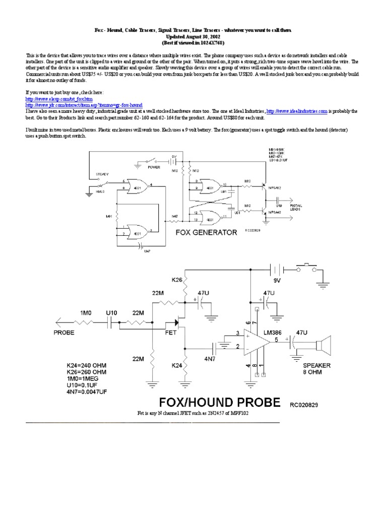 Fox and Hound Cable Tracer Guide | PDF | Field Effect Transistor | Switch