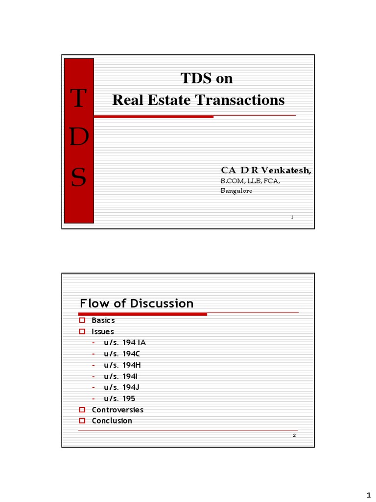 TDS On Real Estate Transactions: Flow of Discussion | PDF | Payments ...