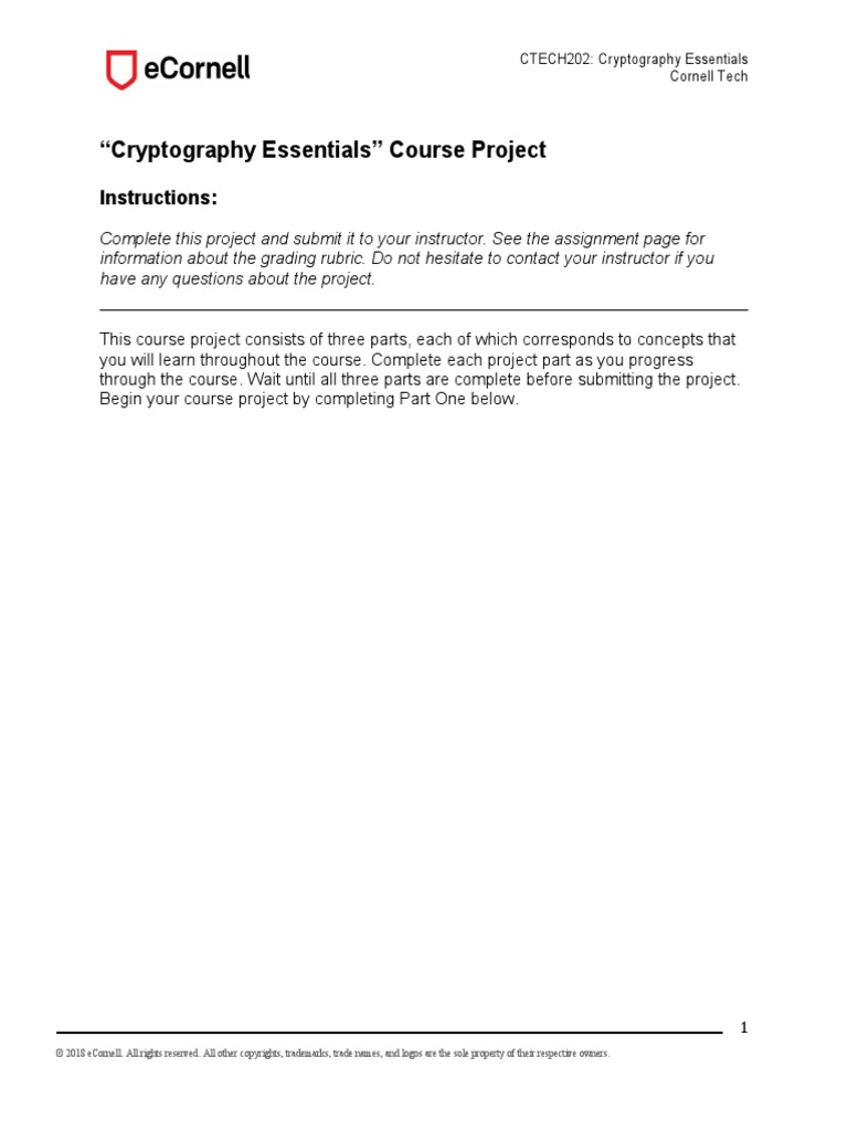 "Cryptography Essentials" Course Project: Instructions | PDF | Encryption | Public Key Cryptography