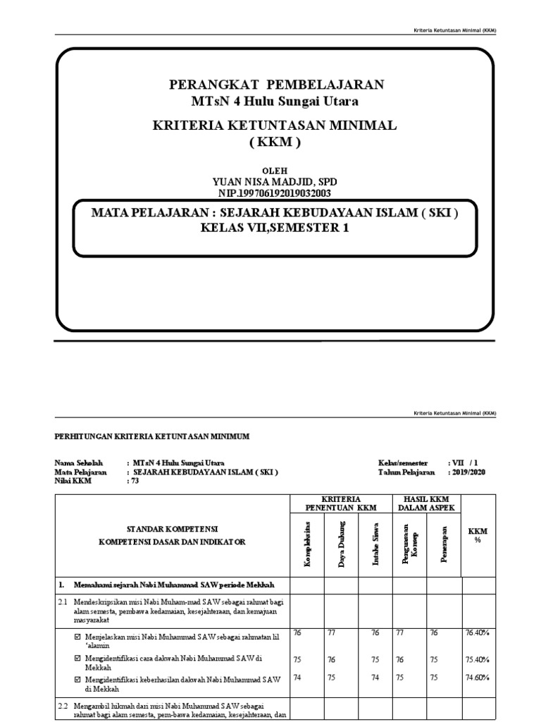 KKM Ski Mts Kelas 7 Sem 1&2 | PDF