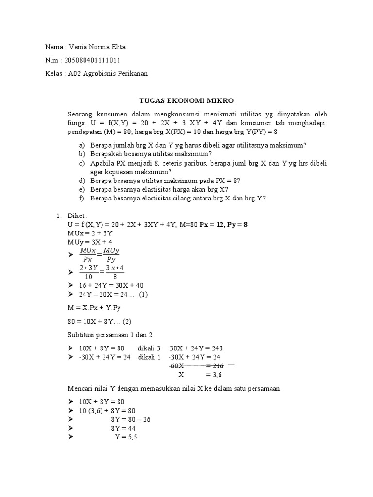 Ekonomi Mikro Pendekatan Marginal Utility | PDF