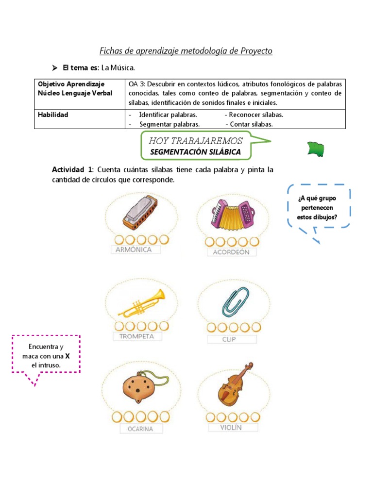 Ficha de Trabajo | PDF | Sílaba | Producción musical