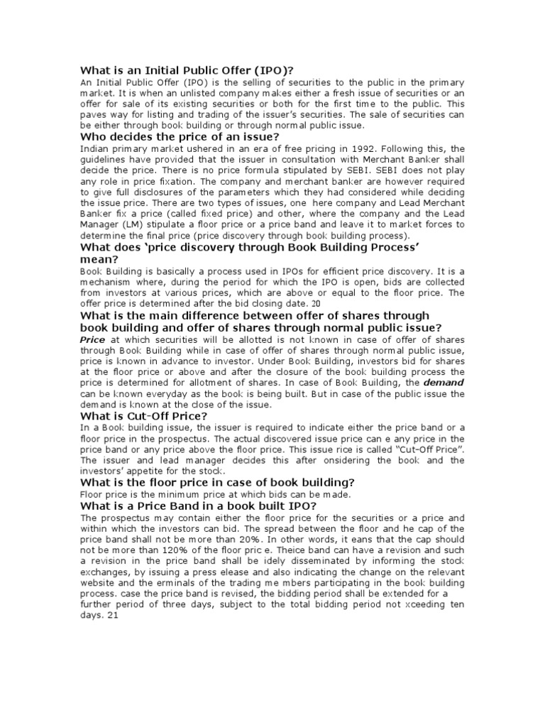 What Is An Initial Public Offer | PDF | Initial Public Offering ...