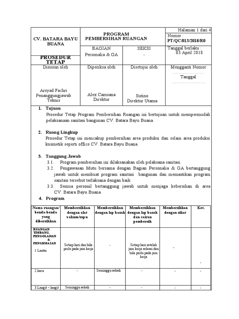 Program Sanitasi Ruangan | PDF