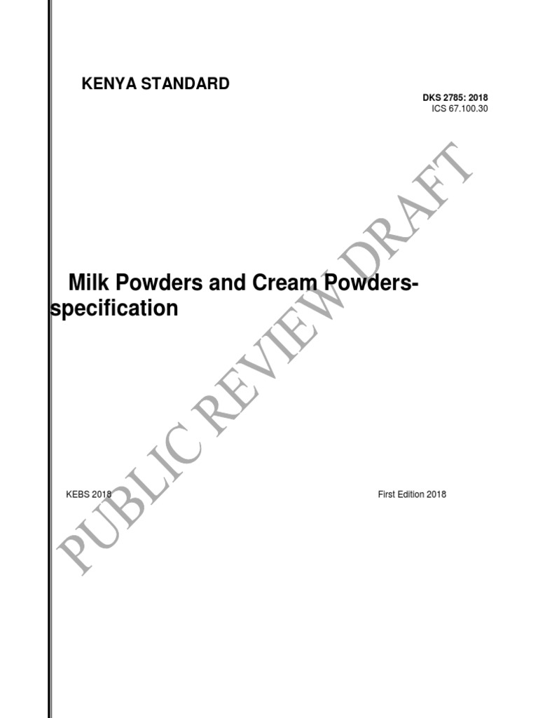 Kenya Milk Powder Standard | PDF | Milk | Cream