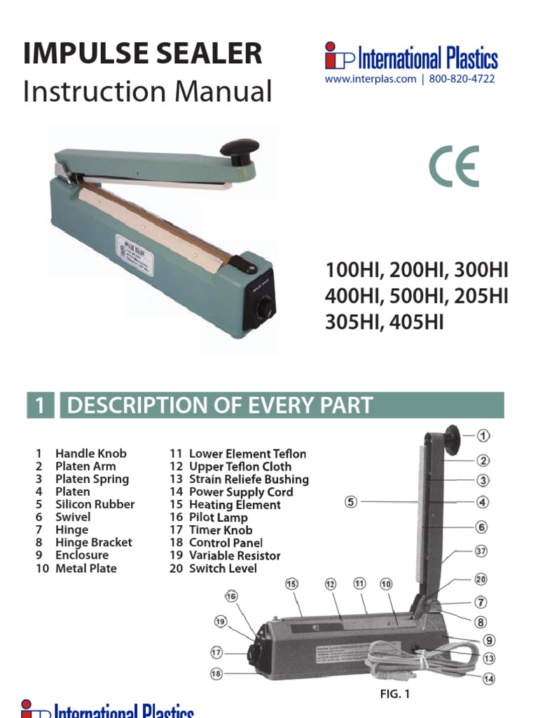 An Instruction Manual for Impulse Sealers: Details on Parts, Operation ...
