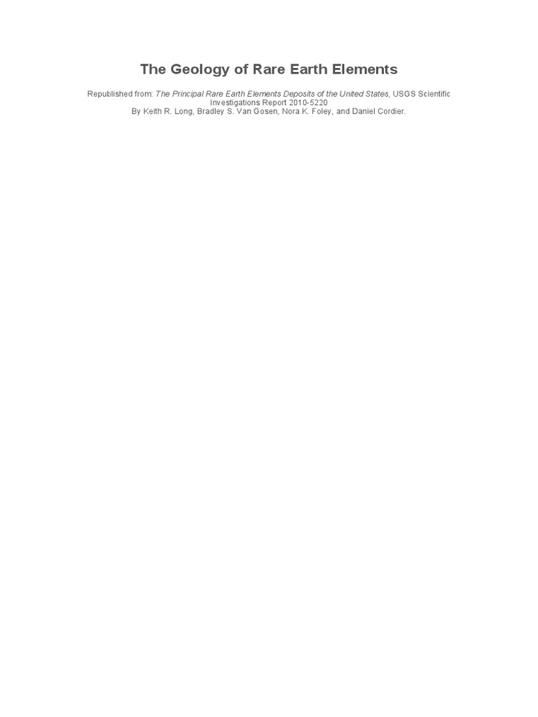 The Geology of Rare Earth Elements | PDF | Rock (Geology) | Igneous Rock